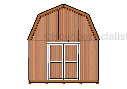 14×16 Shed Plans – Front view | HowToSpecialist - How to Build, Step by ...