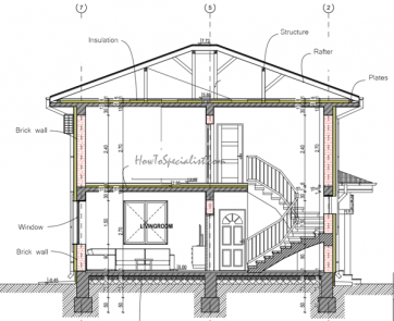 Section-view-of-brick-house | HowToSpecialist - How to Build, Step by ...