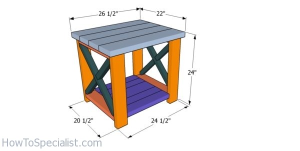 X End Table Plans overall dimensions | HowToSpecialist - How to Build ...