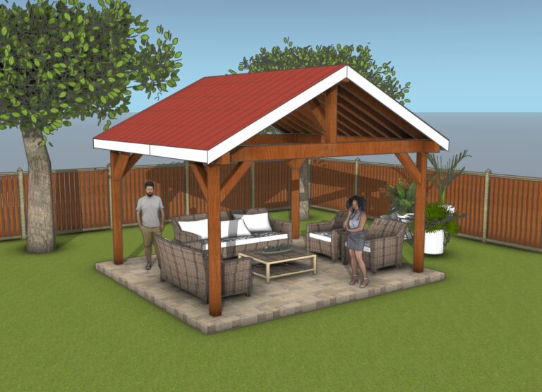 16×14 Gable Pavilion Plans – 4 Post Gazebo