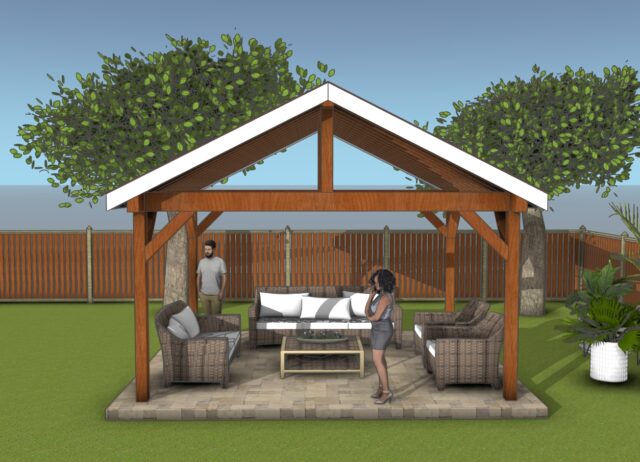 16×14 Gable Pavilion Plans – 4 Post Gazebo