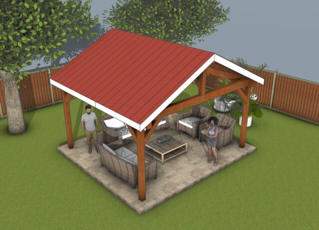 16×14 Gable Pavilion Plans – 4 Post Gazebo