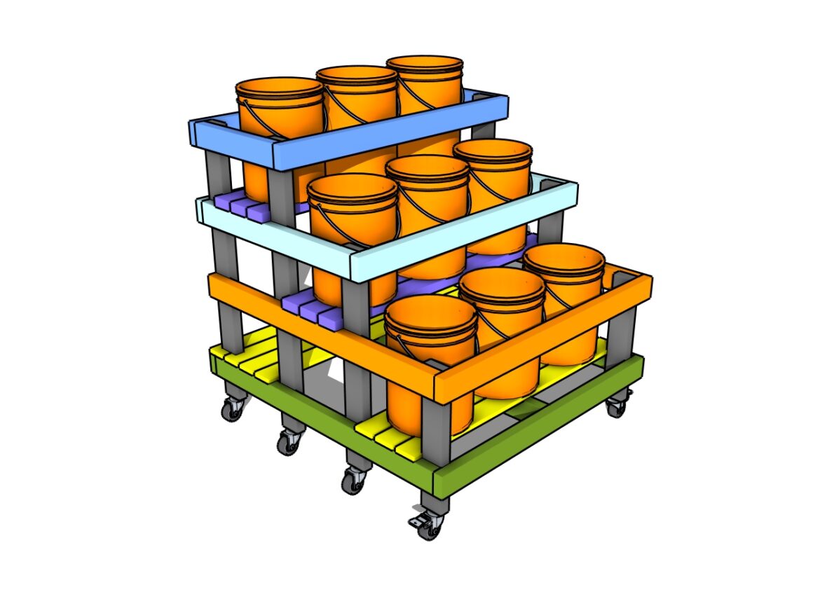 9 bucket garden stand plans | HowToSpecialist - How to Build, Step by ...