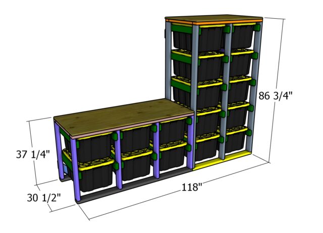Tote storage rack workbench combo plans | HowToSpecialist - How to ...