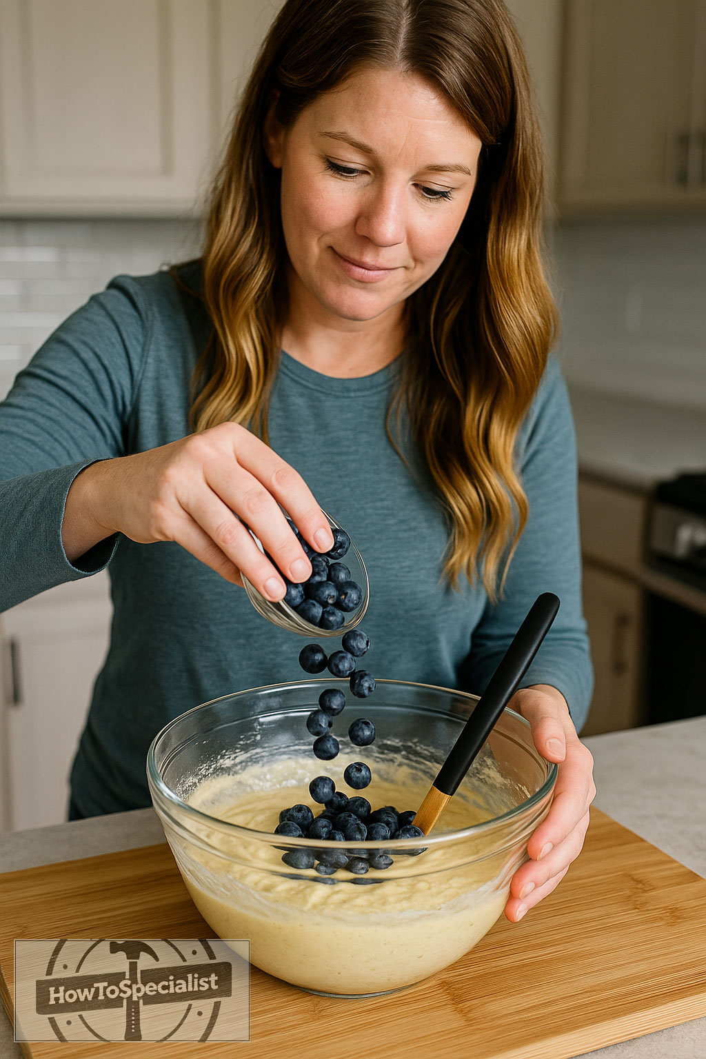 Adding-the-blueberries-to-the-muffin-batter | HowToSpecialist - How to ...