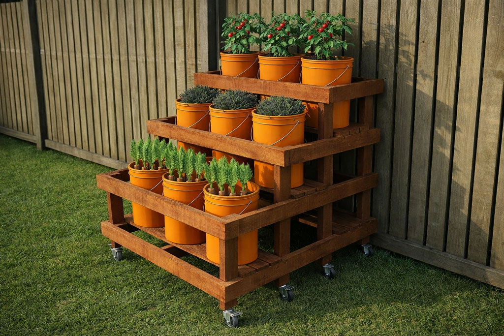 9-bucket-stand | HowToSpecialist - How to Build, Step by Step DIY Plans